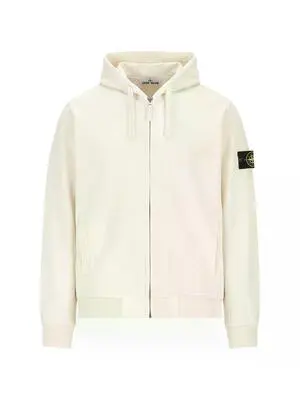 Stone Island Compass-patch Zip-up Hoodie - White