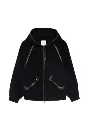 Sandro Leather-trimmed Hooded Jacket - Blue