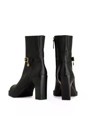TOD'S Leather Ankle Boots With Buckle And Logo Pendant