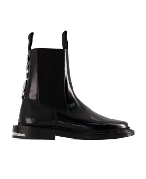 TOGA VIRILIS Stud-embellished Leather Ankle Boots - Black
