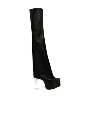 Rick Owens Square-toe Thigh-length Boots - Black