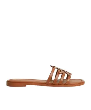 Tommy Hilfiger Logo-plaque Flat Sandals - Bronze