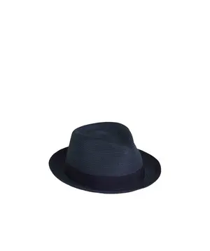 Borsalino Straw Fedora With Wide Brim - Black
