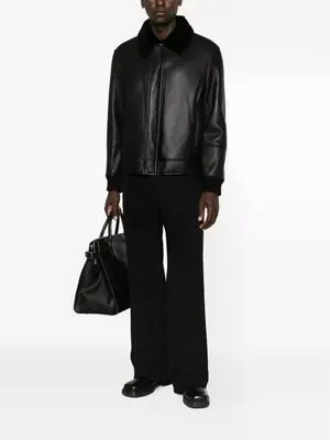 YVES SALOMON Fur-collar Leather Jacket
