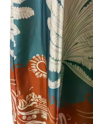 BYE FIRENZE Pleated Palm-print Palazzo Pants