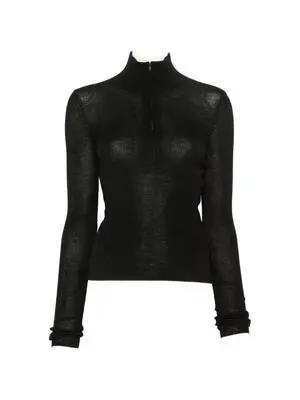 THE FRANKIE SHOP Sade Half-zip Ribbed-knit Top