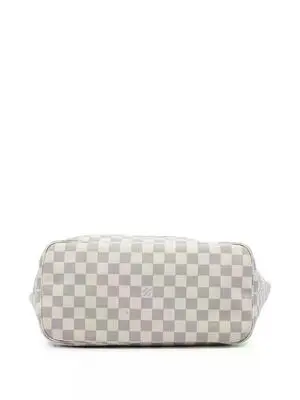 LOUIS VUITTON Damier Azur Neverfull Mm Tote Bag - White