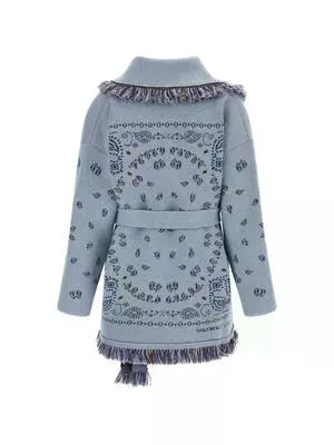Alanui Bandana Jacquard Fringed Cardigan - Blue
