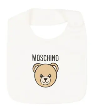 Moschino Teddy Bear Footed Romper, Bib, And Hat Set