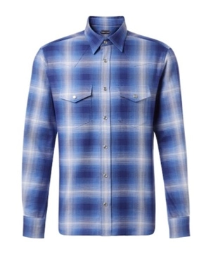 TOM FORD Checked Cotton Shirt - Blue