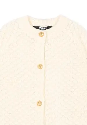 Balmain Pointelle-knit Button-up Cardigan