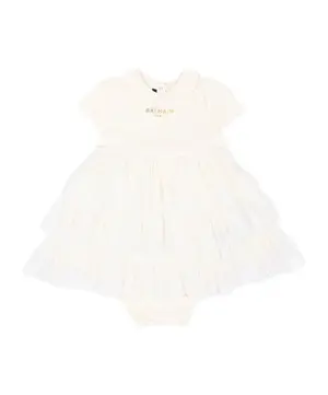 Balmain Logo-print Tiered Dress Set - White