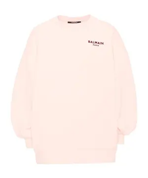 Balmain Logo-print Long-sleeve Dress - White