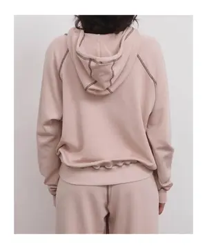 BASERANGE Fold Contrast-stitch Raglan-sleeve Hoodie
