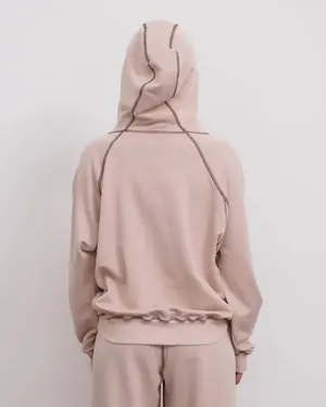 BASERANGE Fold Contrast-stitch Raglan-sleeve Hoodie