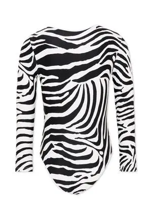 Balmain Zebra-print Long-sleeve Swimsuit