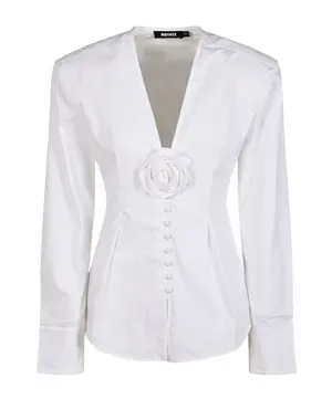ROTATE BY BIRGER CHRISTENSEN Floral Applique V-neck Shirt