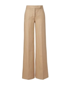 Max Mara Big Pleated Linen Wide-leg Pants - Beige