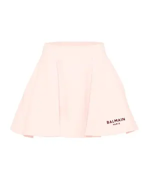 Balmain Logo-print Pleated Flared Skirt - Pink