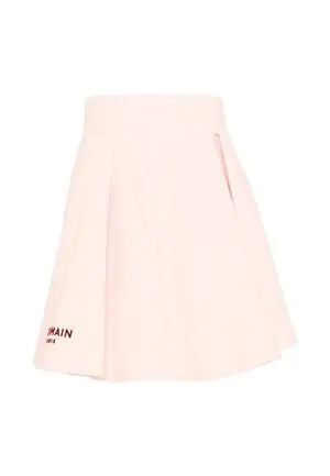 Balmain Logo-print Pleated Flared Skirt