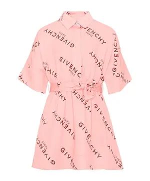 Givenchy Logo Print Belted Shirt Dress