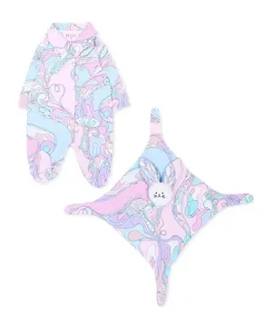 Emilio Pucci All-over Print Bodysuit And Sleep Bag Set