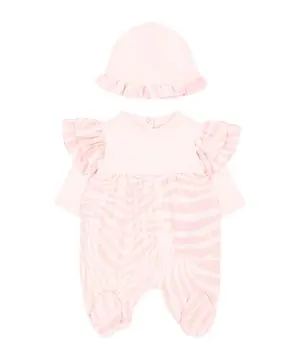 Balmain Zebra-print Ruffled Babywear Set - Light Pink
