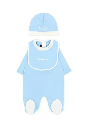 Balmain Logo-print Bib Bodysuit And Beanie Set