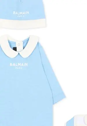 Balmain Logo-print Bib Bodysuit And Beanie Set