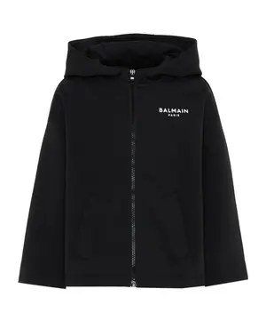 Balmain Logo-print Zip-up Hoodie - Black