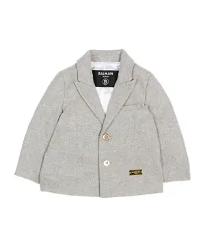 Balmain Logo-plaque Notched-lapels Jacket - Grey