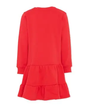 Moschino Long-sleeved Ruffled Dress With Graphic Print