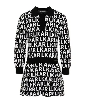 Karl Lagerfeld Logo Intarsia Knitted Polo Dress