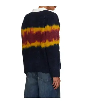 Sacai Patterned Ribbed Knit Long-sleeve Top