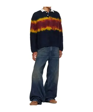 Sacai Patterned Ribbed Knit Long-sleeve Top