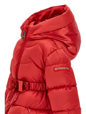 Monnalisa Padded Down Jacket With Floral Belt