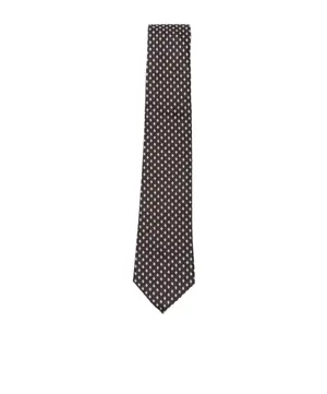 Emporio Armani Geometric-pattern Silk Tie - Brown