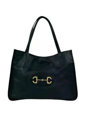 Gucci 2000-2015 Medium Leather Horsebit 1955 Tote Bag - Black