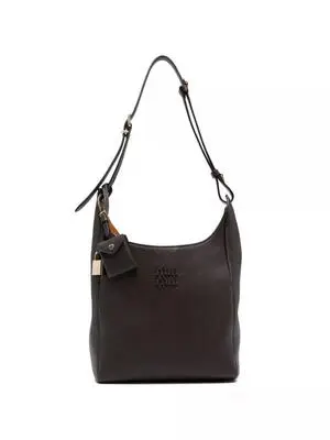 Miu Miu Embossed-logo Leather Shoulder Bag - Brown