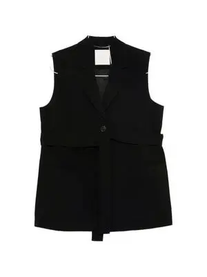 Marina Rinaldi Sleeveless Belted Gilet - Black