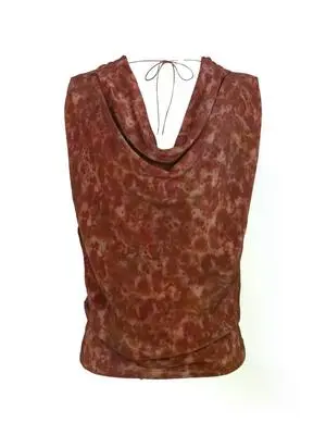 CORTANA Opalo Printed Cowl-neck Top