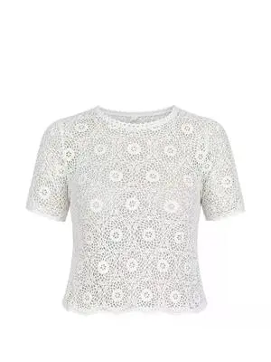 NILI LOTAN Elionne Crochet-knit Blouse - White