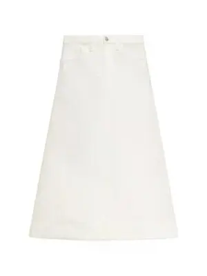 Marni White Denim Flared Midi Skirt - Neutrals