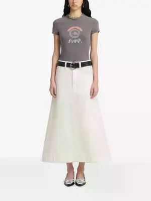 Marni White Denim Flared Midi Skirt