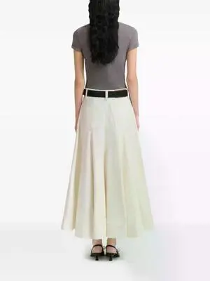 Marni White Denim Flared Midi Skirt