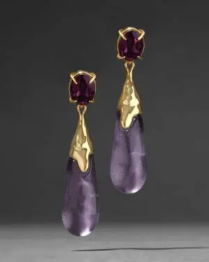 Alexis Bittar Bonbon Crystal Small Teardrop Lucite Earrings - Fig,silver