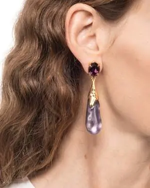 Alexis Bittar Bonbon Crystal Small Teardrop Lucite Earrings - Fig,silver