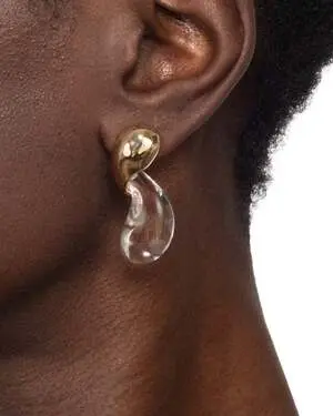 Alexis Bittar Liquid Lucite Modernist Small Post Earrings - Gold