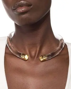 Alexis Bittar Liquid Lucite Capped Hinge Collar Necklace - Gold