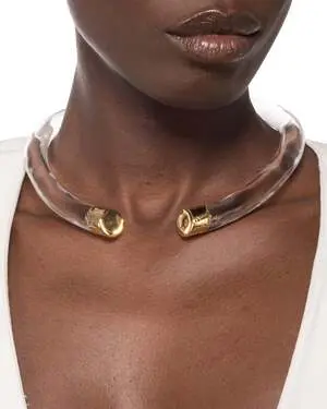 Alexis Bittar Liquid Lucite Capped Hinge Collar Necklace